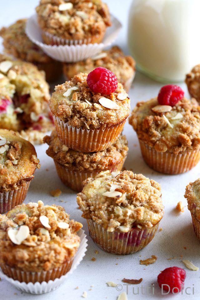 Raspberry Almond Crumb Muffins - Tutti Dolci