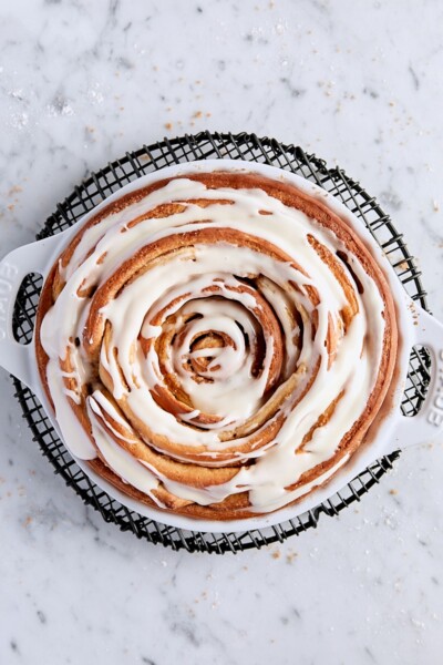 Giant Cinnamon Roll with Cream Cheese Glaze - Tutti Dolci Baking Recipes